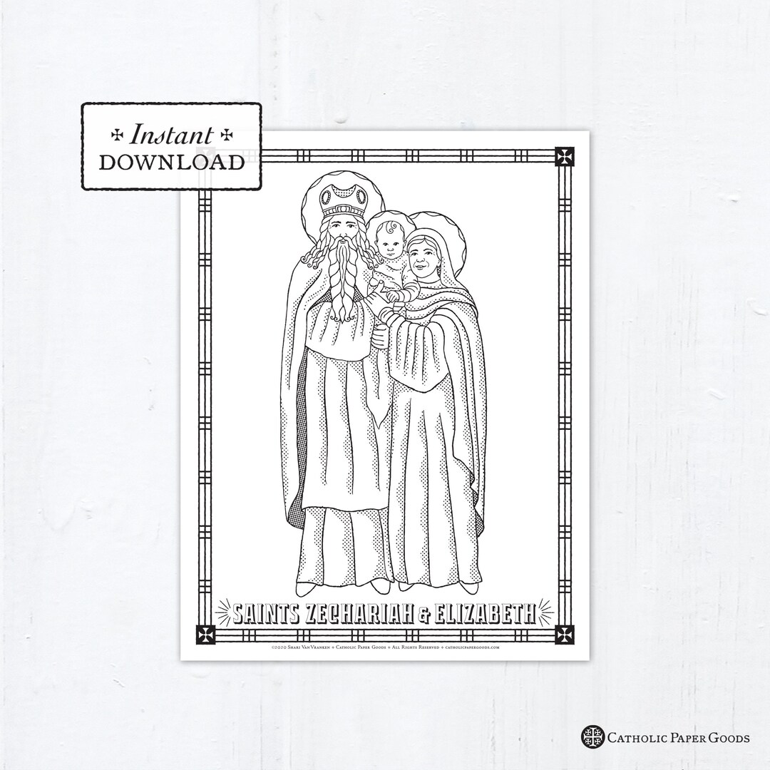 Catholic Coloring Page - Saint Zechariah & Saint Elizabeth - Catholic ...
