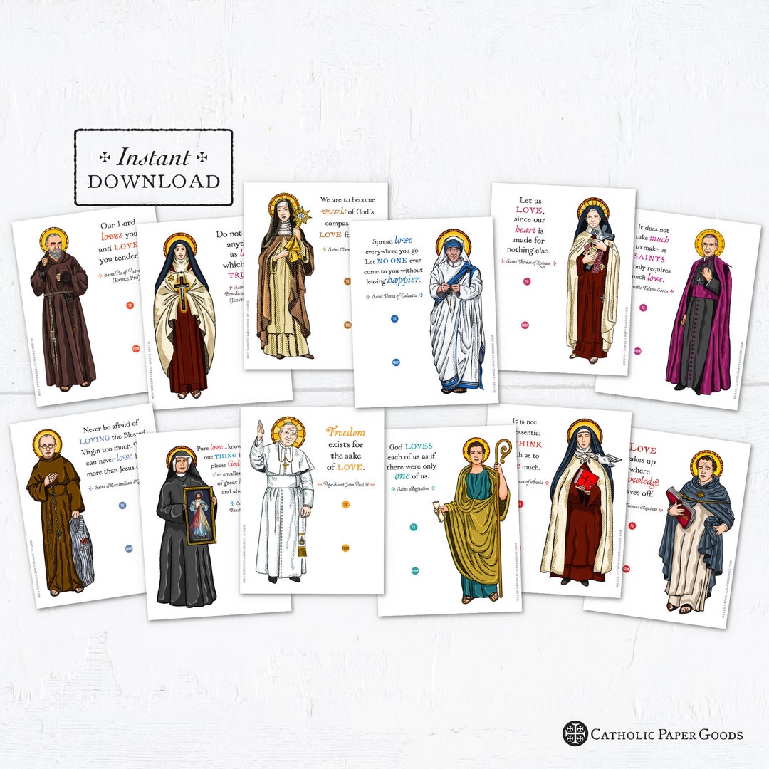 Catholic Saints Valentine Cards: Printable Set 1 (digital Download) - Etsy