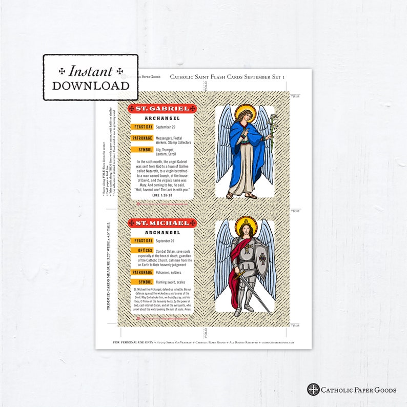 Catholic Saint Flash Cards September Set 1 Printable PLUS | Etsy
