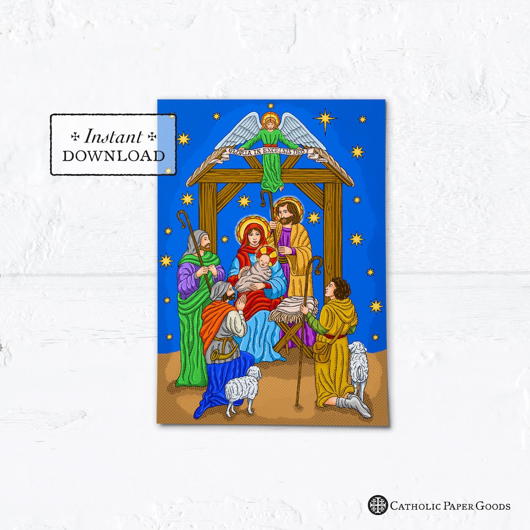 Catholic Christmas Card the Nativity of Jesus Instant Download - DIY ...