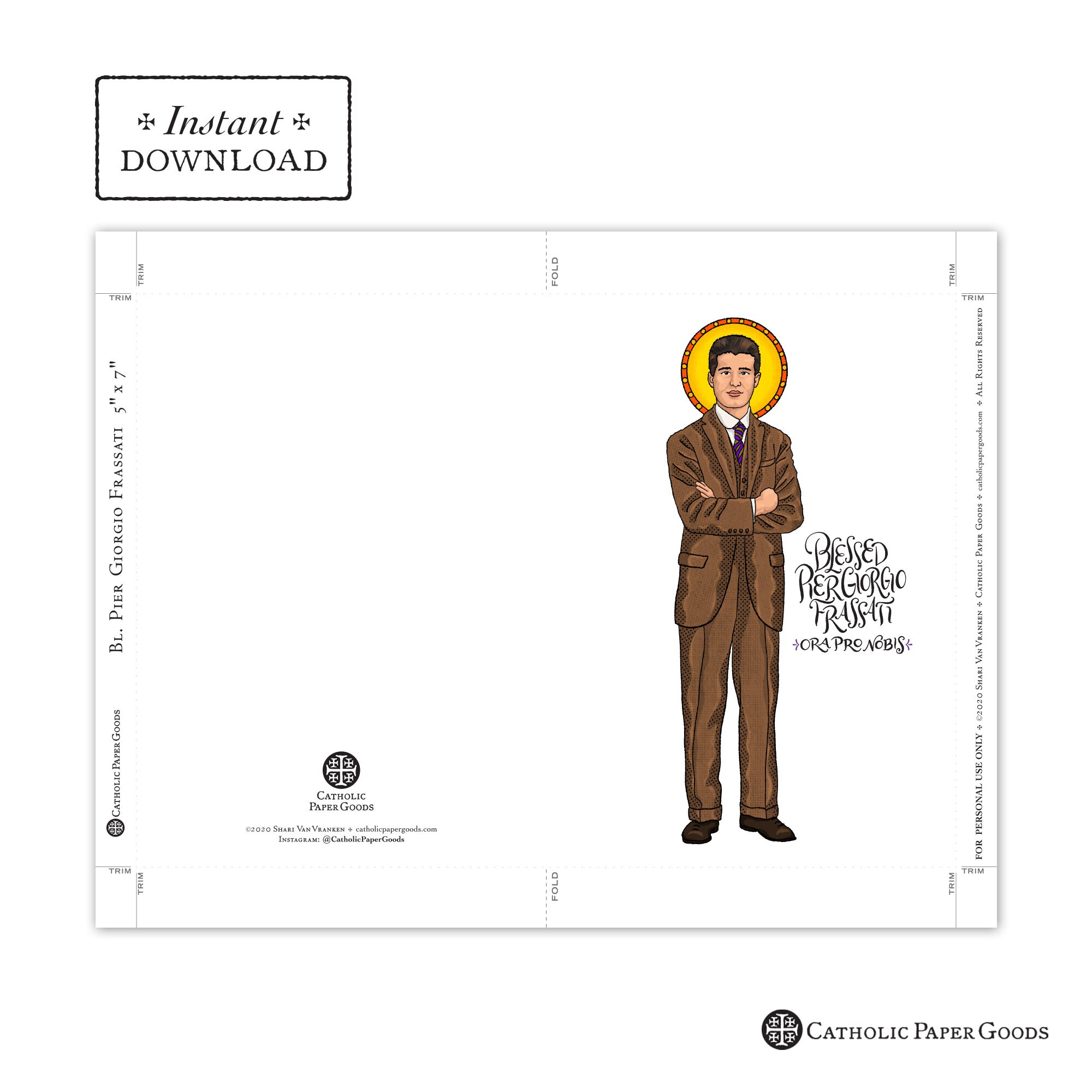 Blessed Pier Giorgio Frassati Card - Art Print - Instant Download - DIY ...
