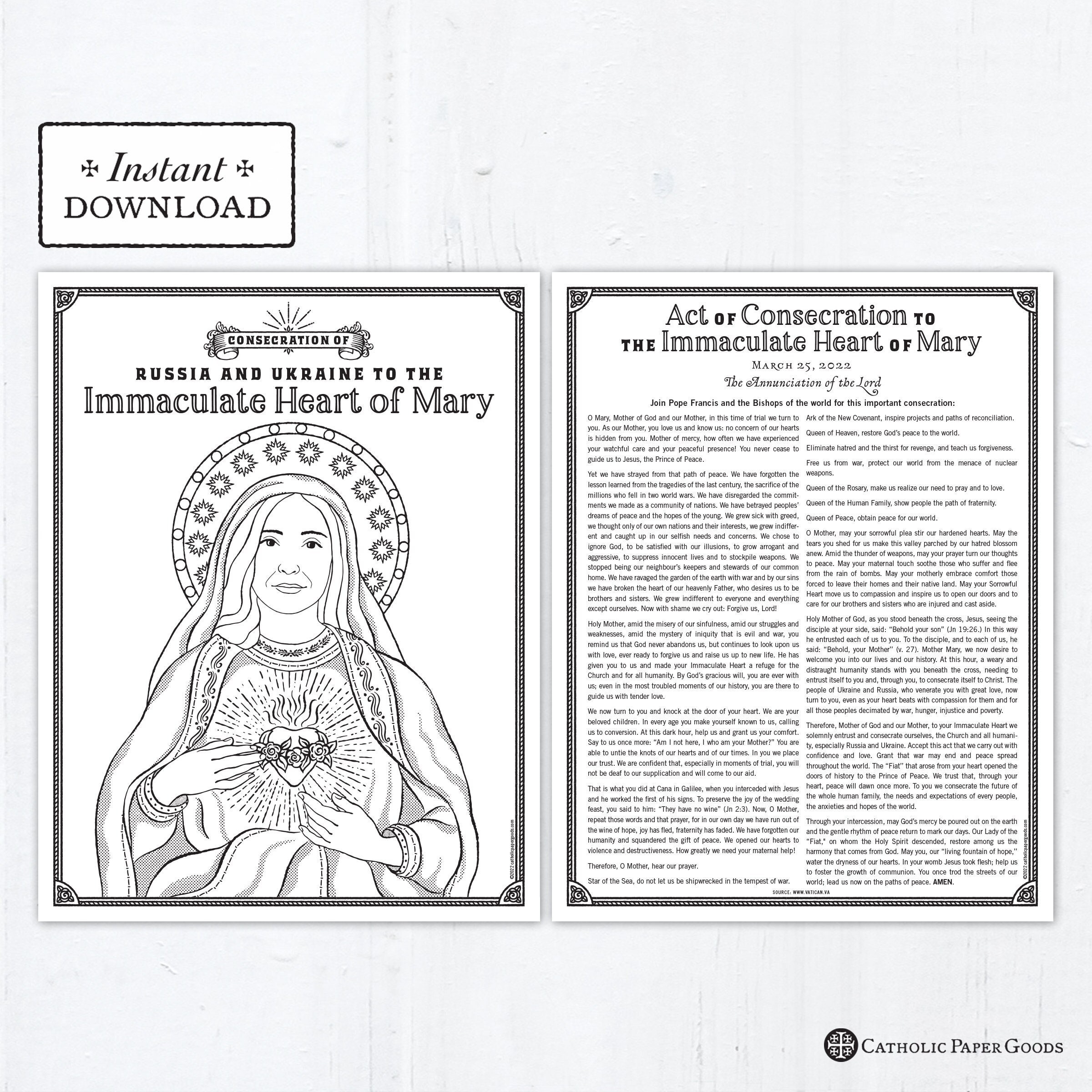 Act of Consecration to the Immaculate Heart of Mary, Russia and Ukraine ...