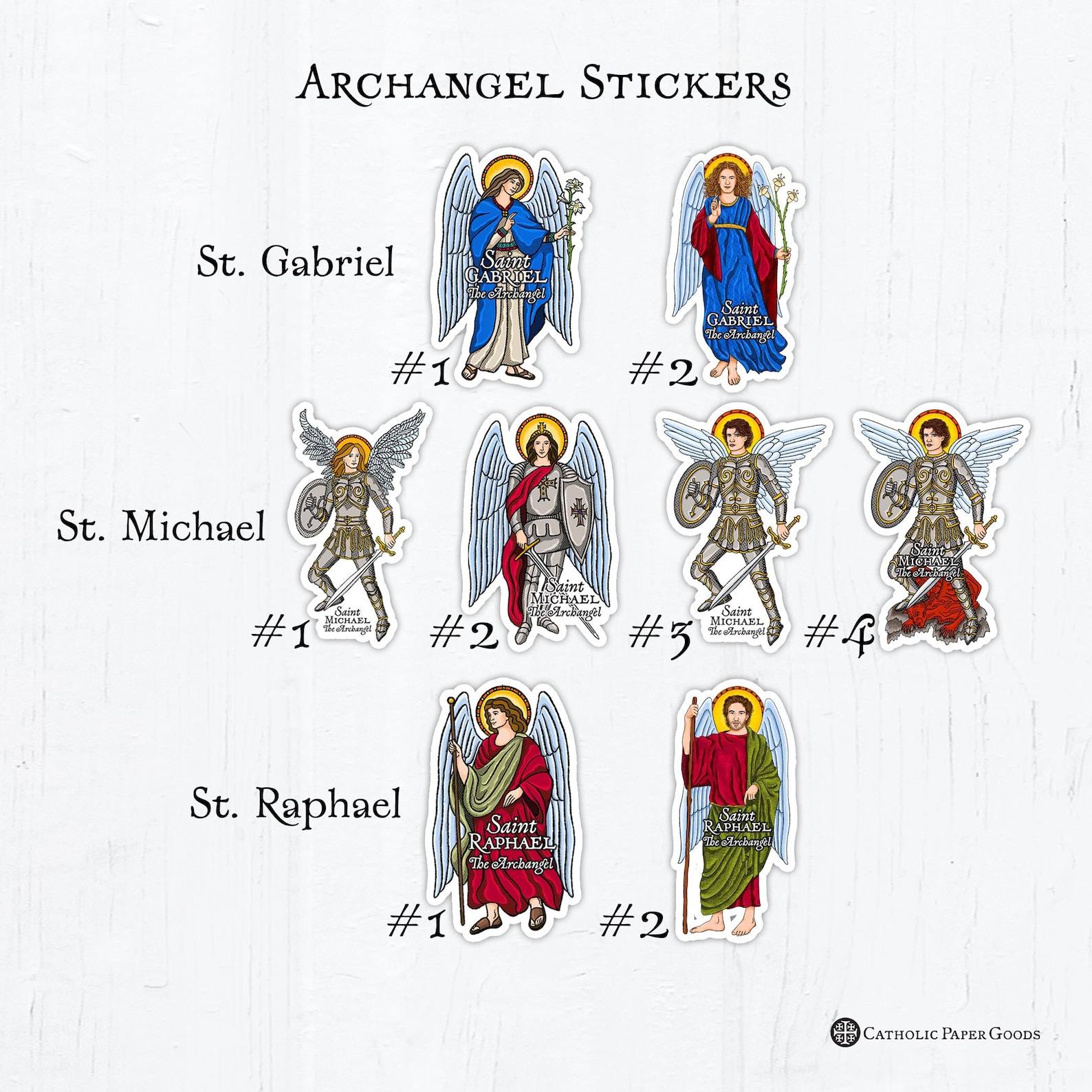 Catholic Archangel Stickers: St Michael, Gabriel, Raphael - 4" Vinyl ...