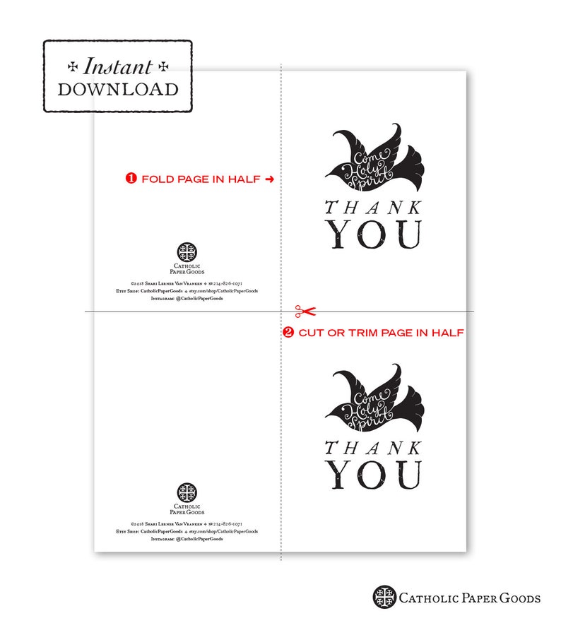Catholic Confirmation Thank You Note Black & White Dove - Etsy