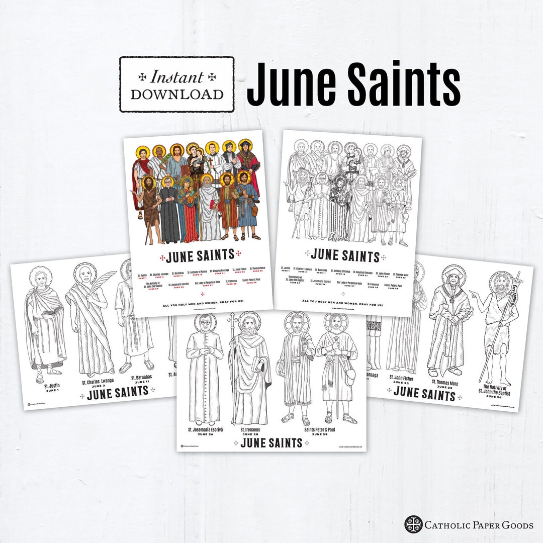 June Saints Color Printable Guide and Coloring Pages, 3 Printable Files ...