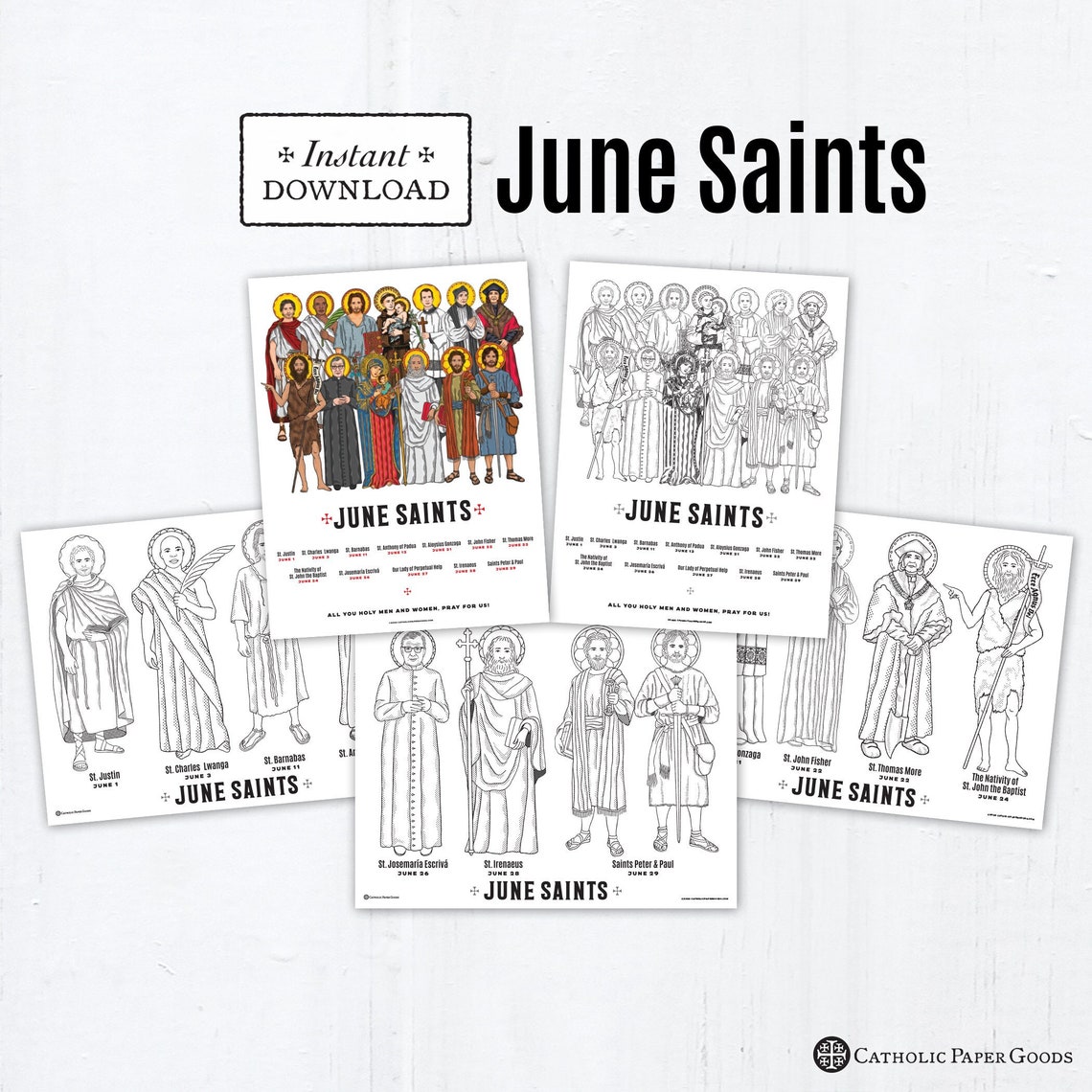 June Saints Color Printable Guide and Coloring Pages 3 - Etsy