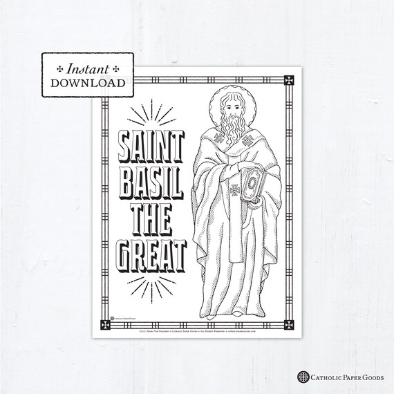 Catholic Coloring Page Saint Basil the Great Catholic | Etsy