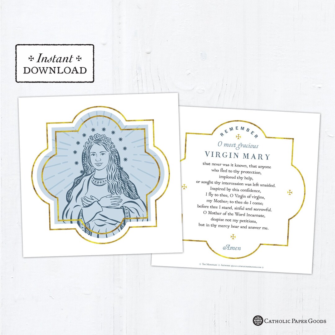 The Memorare Marian Prayer Card - Art Print - Instant Download - DIY ...