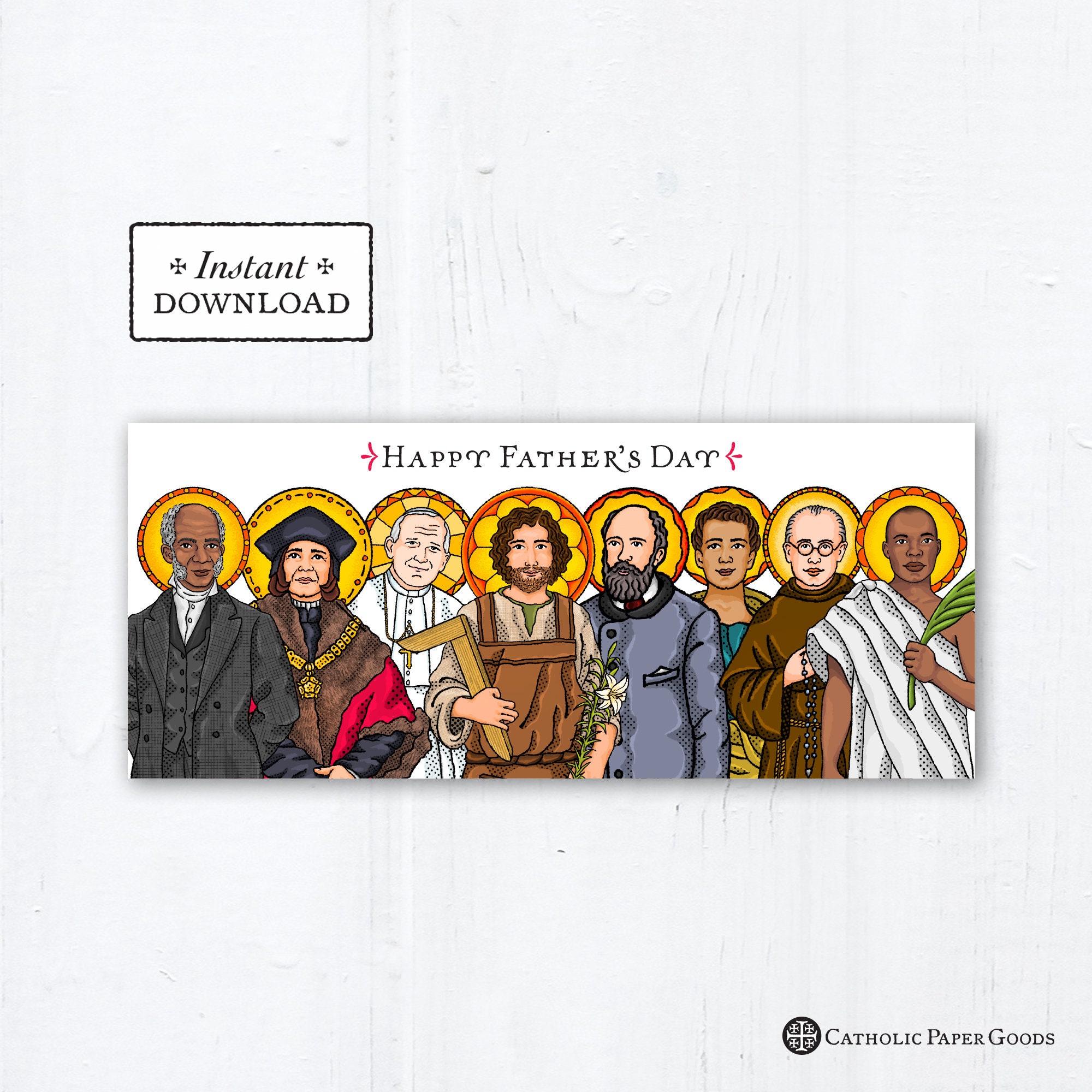 Catholic Saints Father's Day Card - Instant Download - Downloadable PDF ...