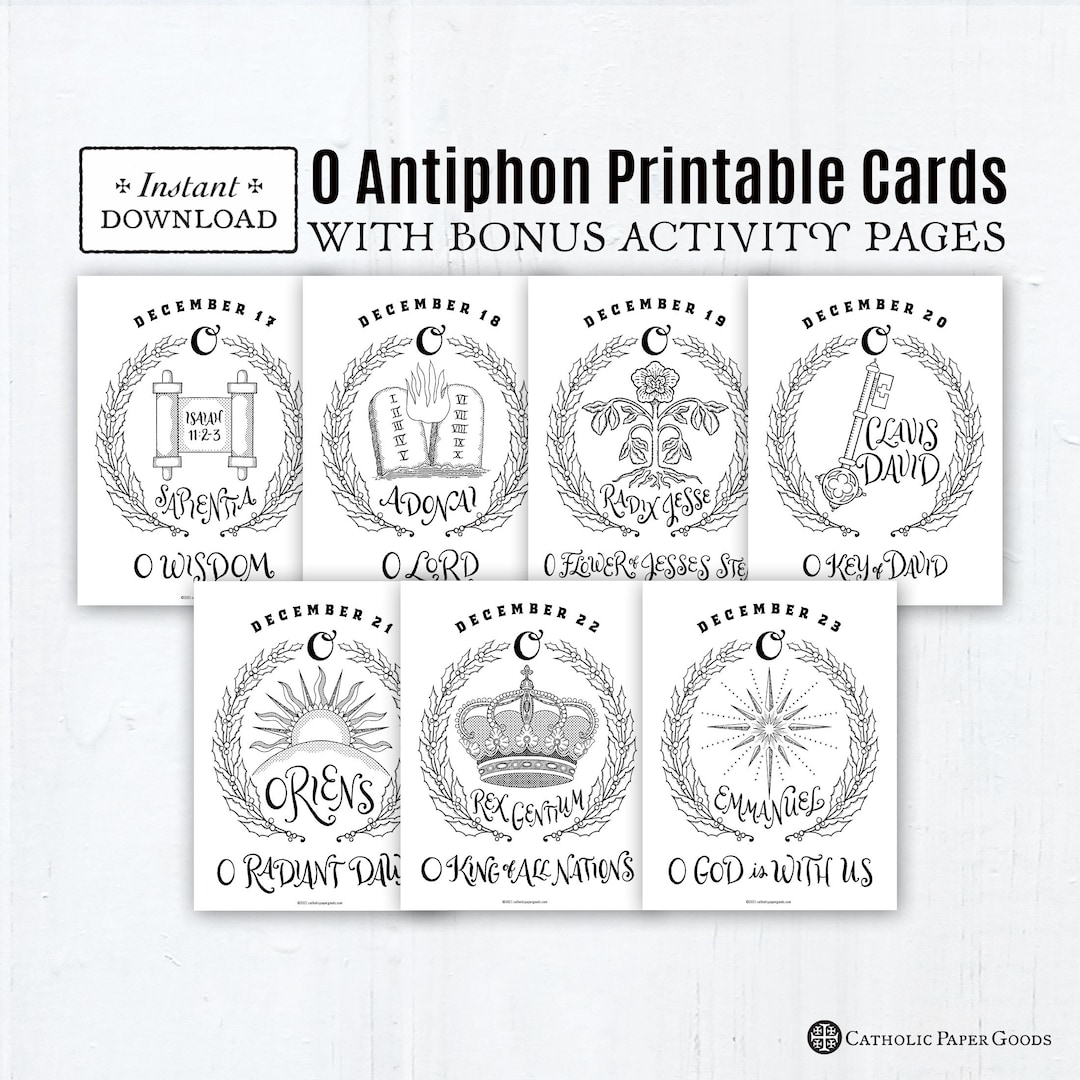 O Antiphon Printable Cards, Black & White With Bonus O Antiphon ...