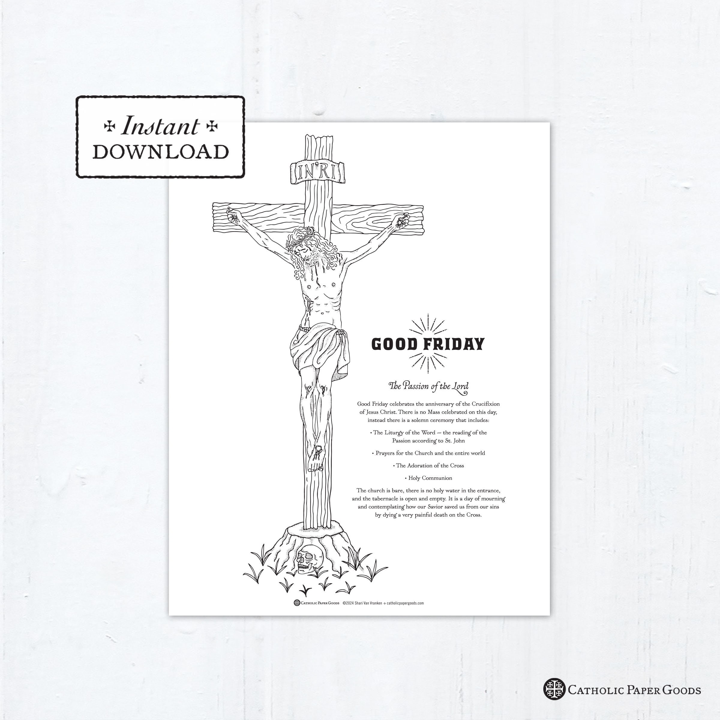 Good Friday Catholic Coloring Page The Crucifixion, Jesus, Printable ...