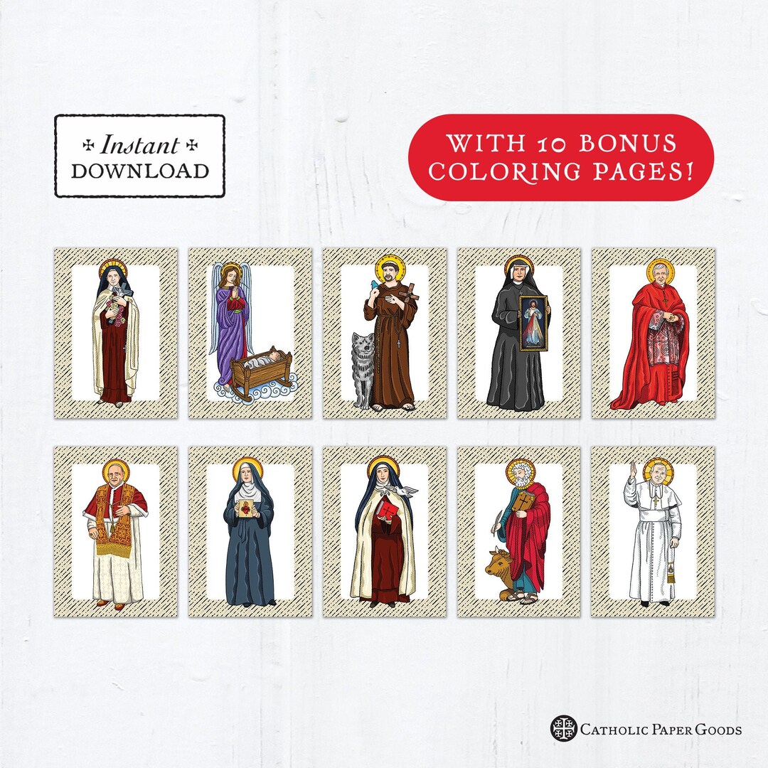 Catholic Saint Flash Cards: October Set #1 + Coloring Pages (DIY ...