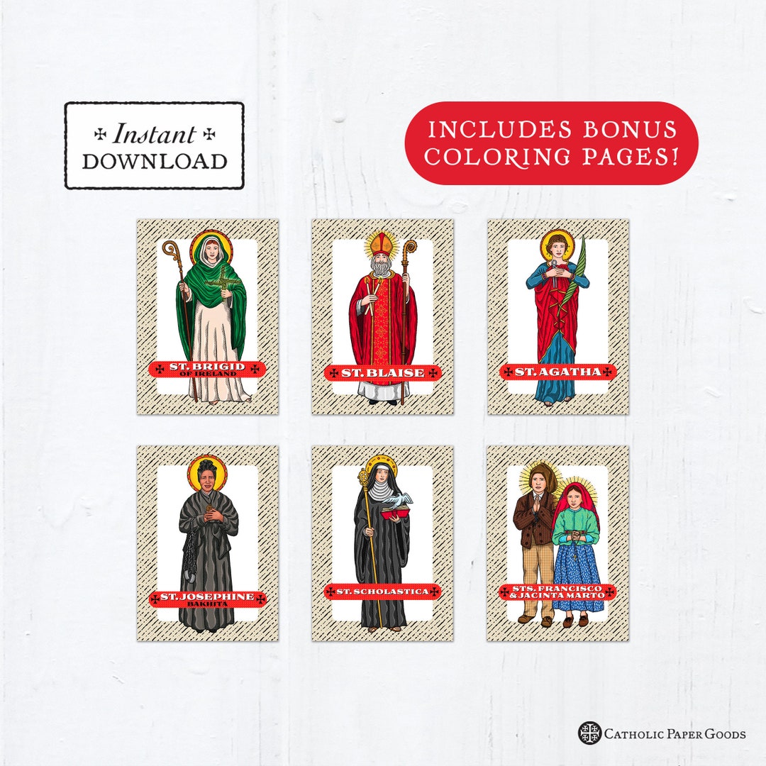 Catholic Saint Trading Cards February Set #1 - Printable - PLUS Bonus ...