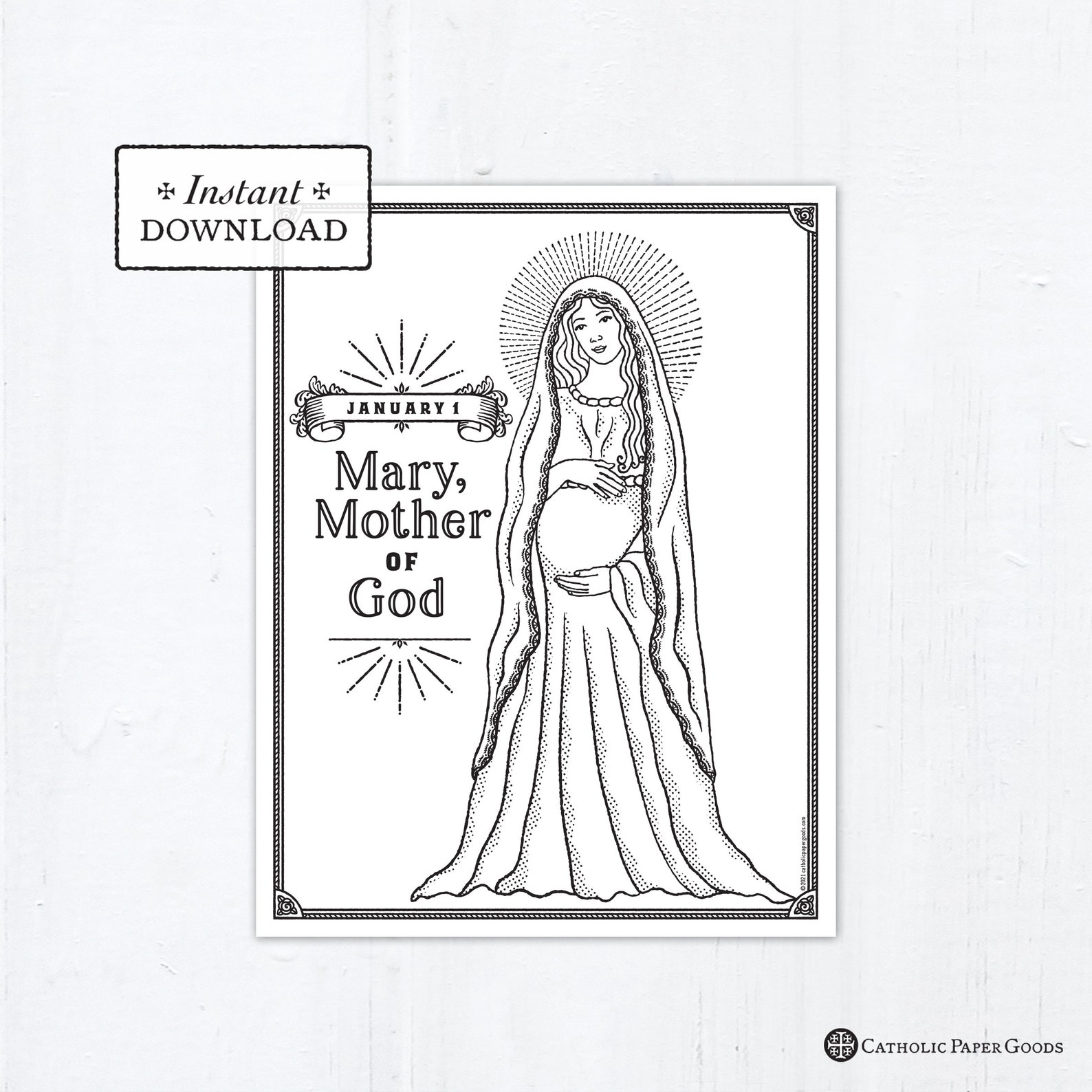 Catholic Coloring Page - Solemnity of Mary, Mother of God - Catholic ...