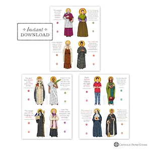Catholic Saints Valentine Exchange Cards Bundle of 36 Full Color ...