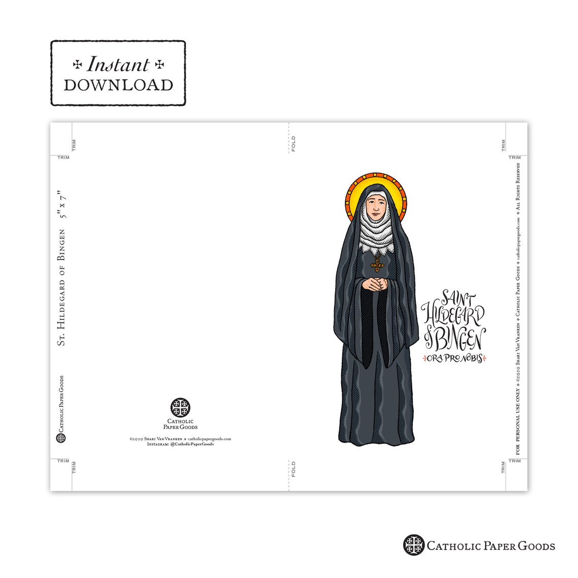 Saint Hildegard of Bingen Art Print Instant Download DIY - Etsy