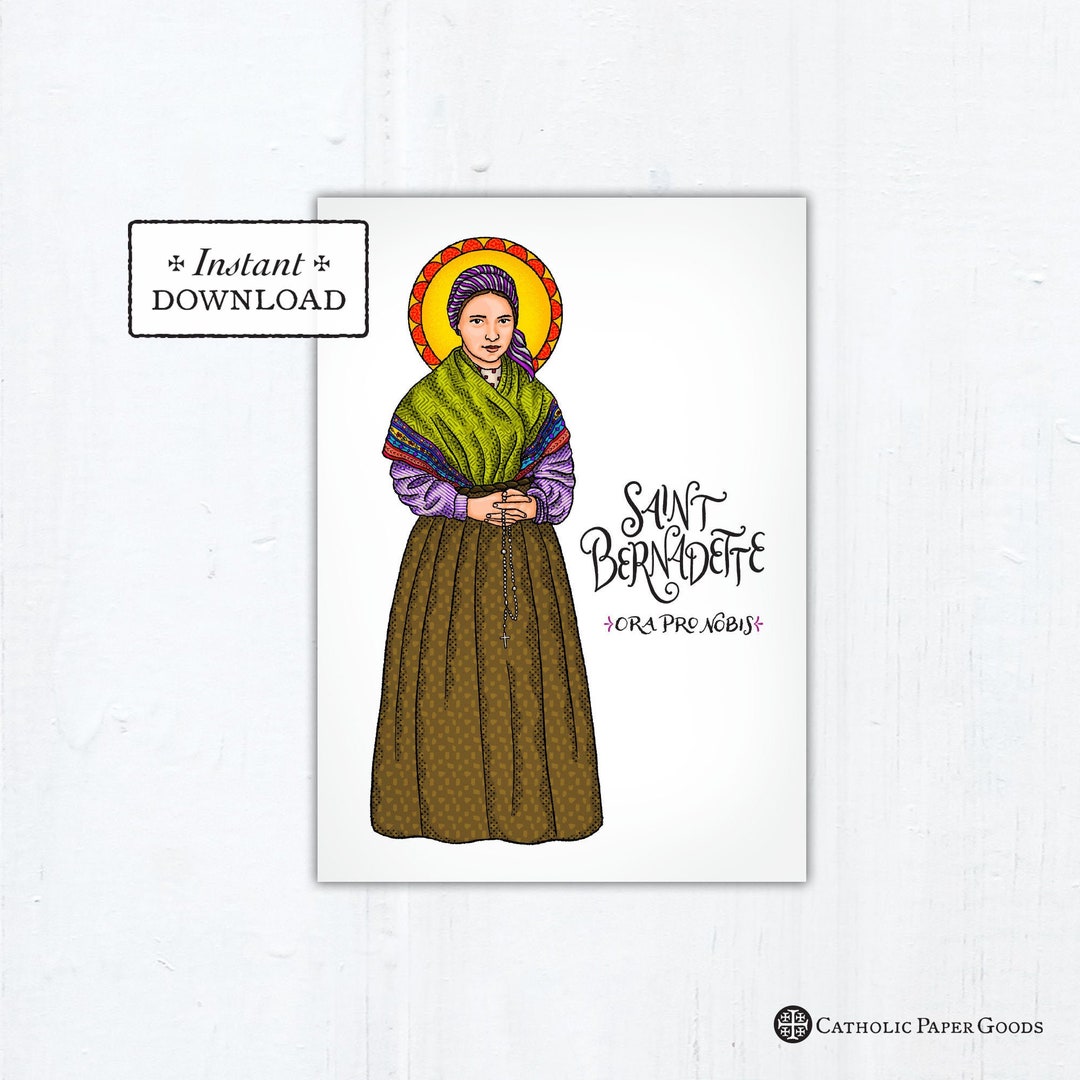 St. Bernadette Card - Art Print - Instant Download - DIY Downloadable ...