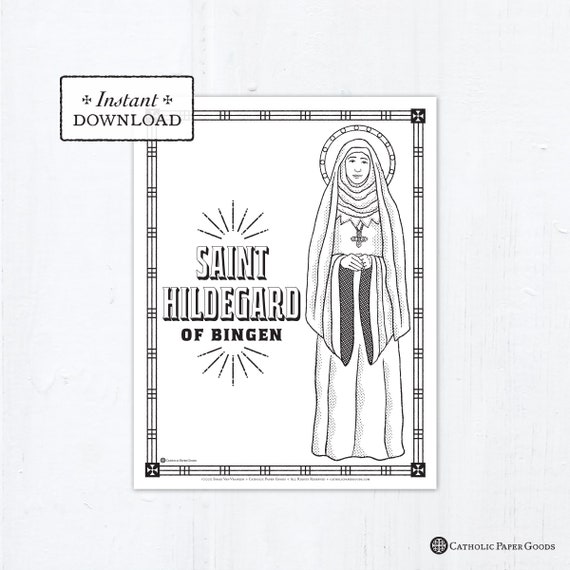 Catholic Coloring Page Saint Hildegard of Bingen Catholic - Etsy