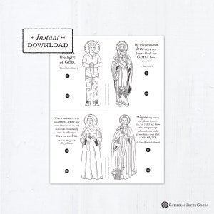 Catholic Saints Coloring Page Valentine Exchange Cards Set 2 ...