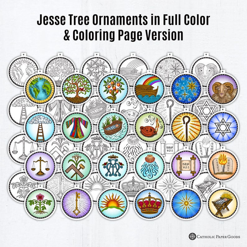 Advent PDF Bundle: Bingo Coloring Pages Jesse Tree - Etsy