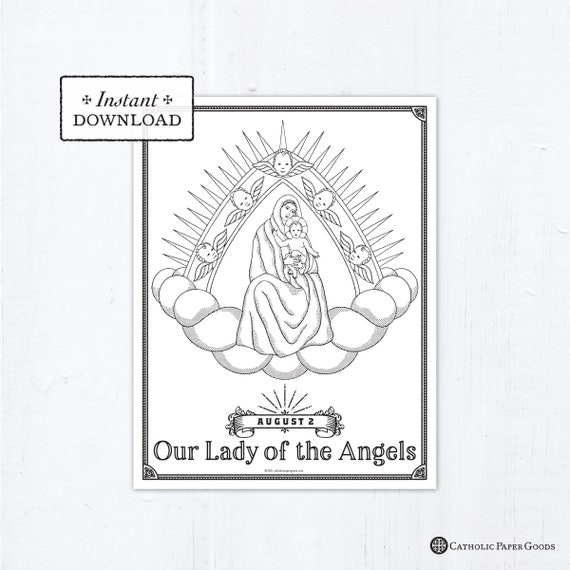 Catholic Coloring Page Our Lady of the Angels Catholic - Etsy