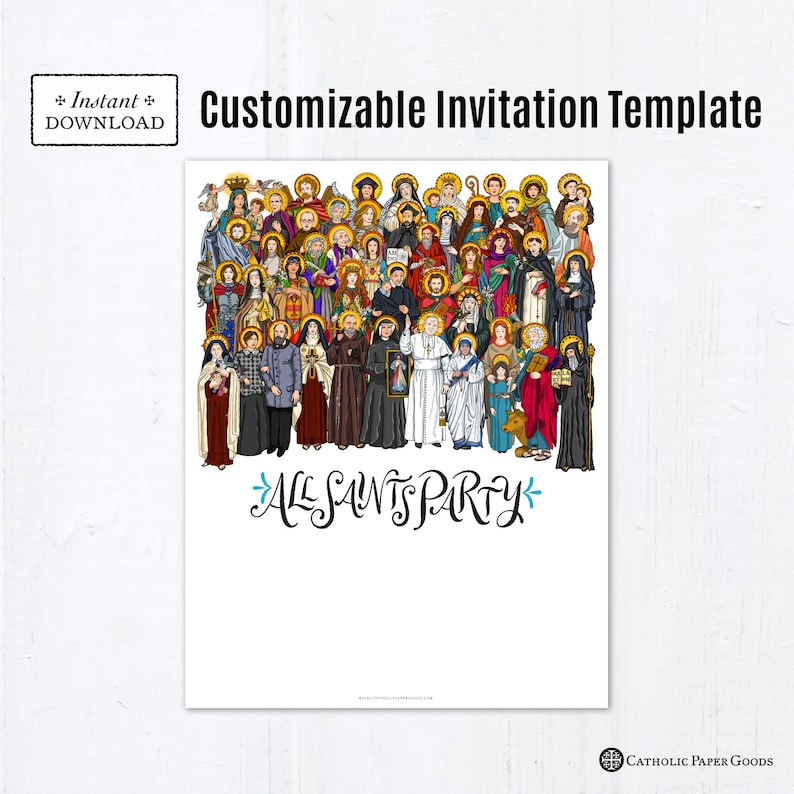 All Saints Day Party Printable Bundle: Invitation Template, Prayer ...
