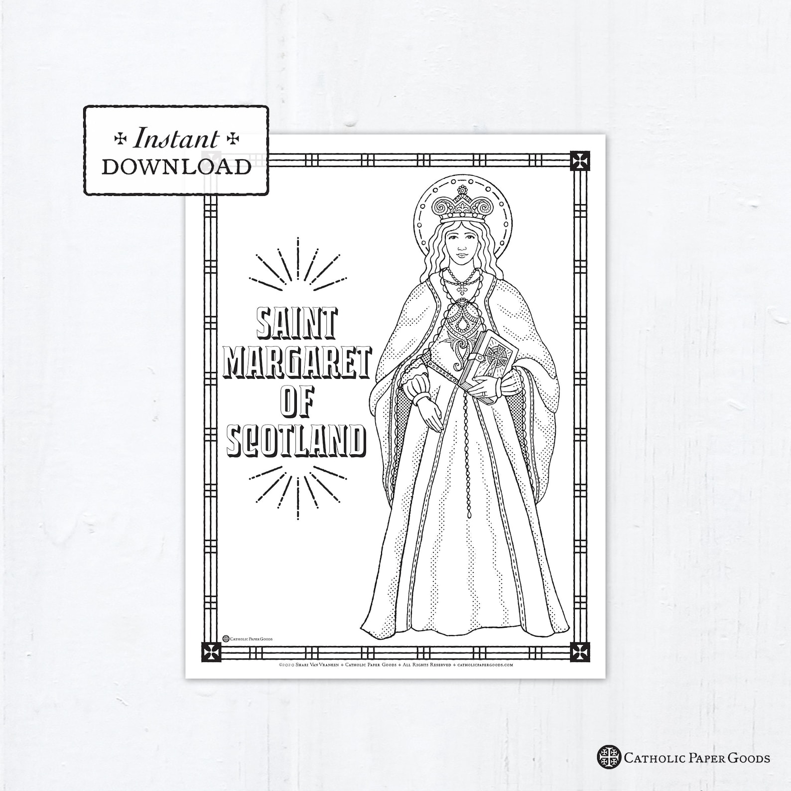 Catholic Coloring Page Saint Margaret of Scotland Catholic | Etsy