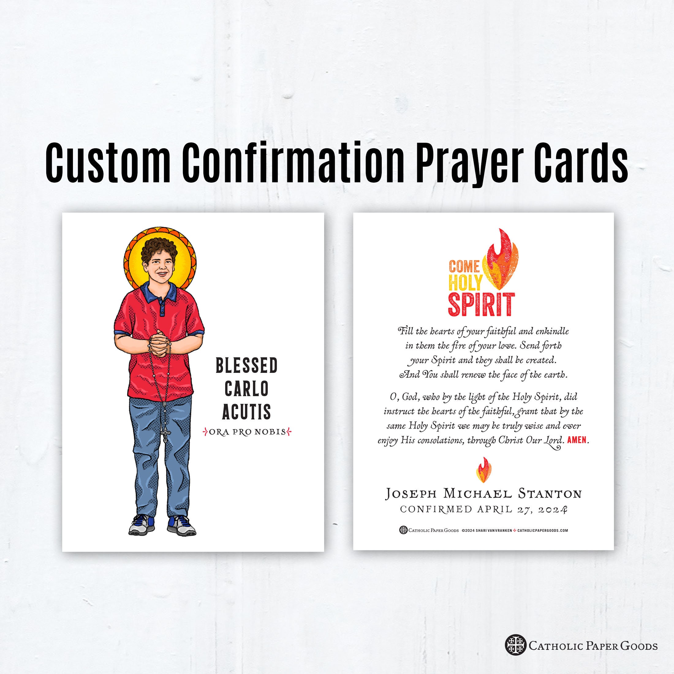 Catholic Confirmation Prayer Cards, Printable Template PDF 4.25x5.5 ...