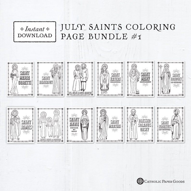 Catholic Coloring Pages July Saints Set 1 Bundle of 11 - Etsy