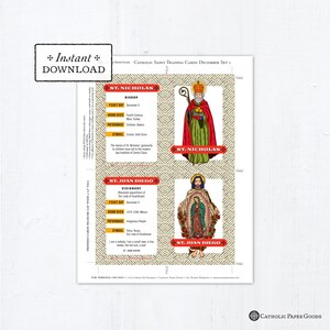 Catholic Saint Trading Cards: December Set #1 + Bonus Coloring Pages ...