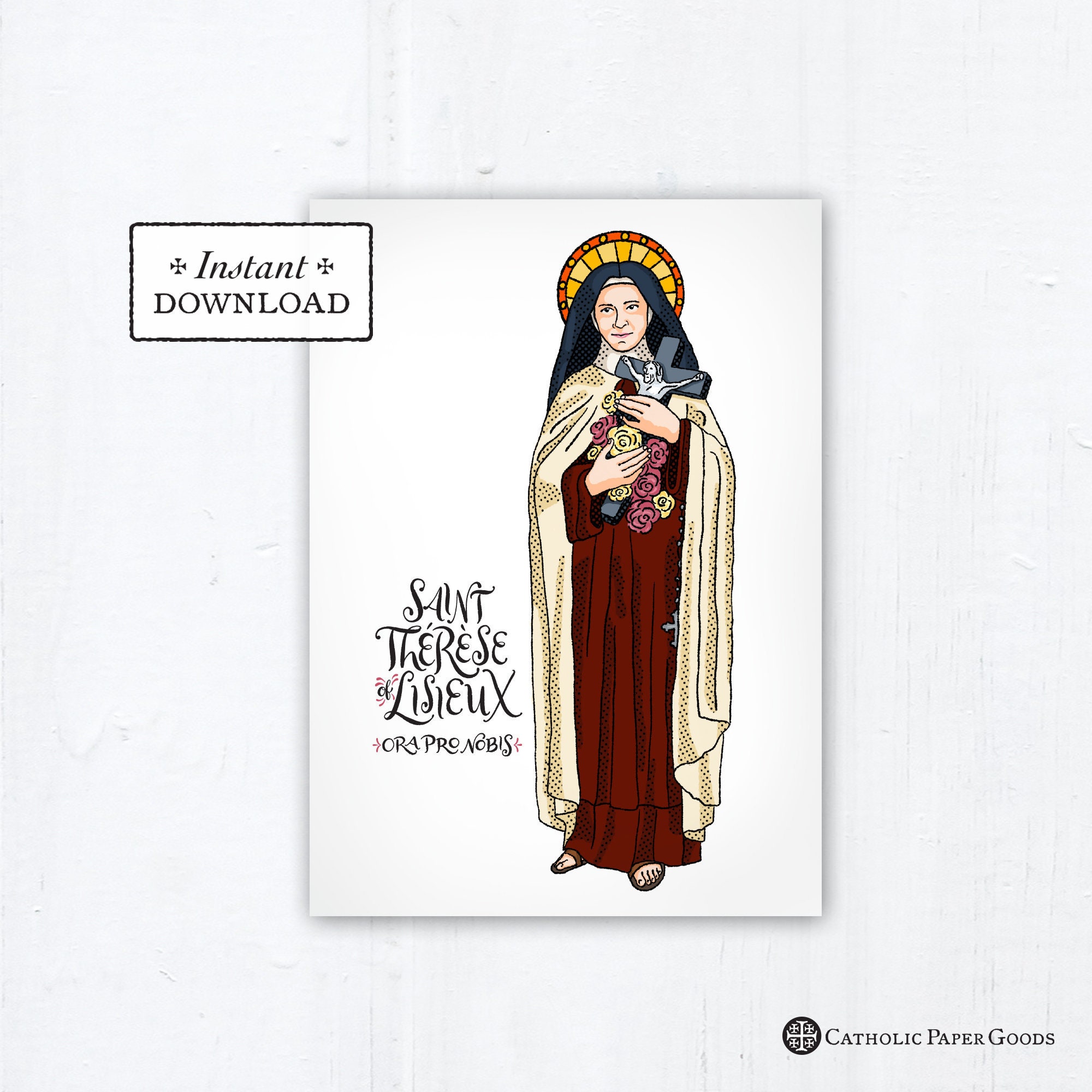 Saint Thérèse of Lisieux Card - Art Print - Instant Download - DIY ...
