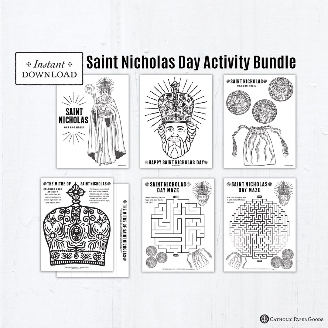 Saint Nicholas Day Activity Bundle: Catholic Coloring Pages & Maze ...