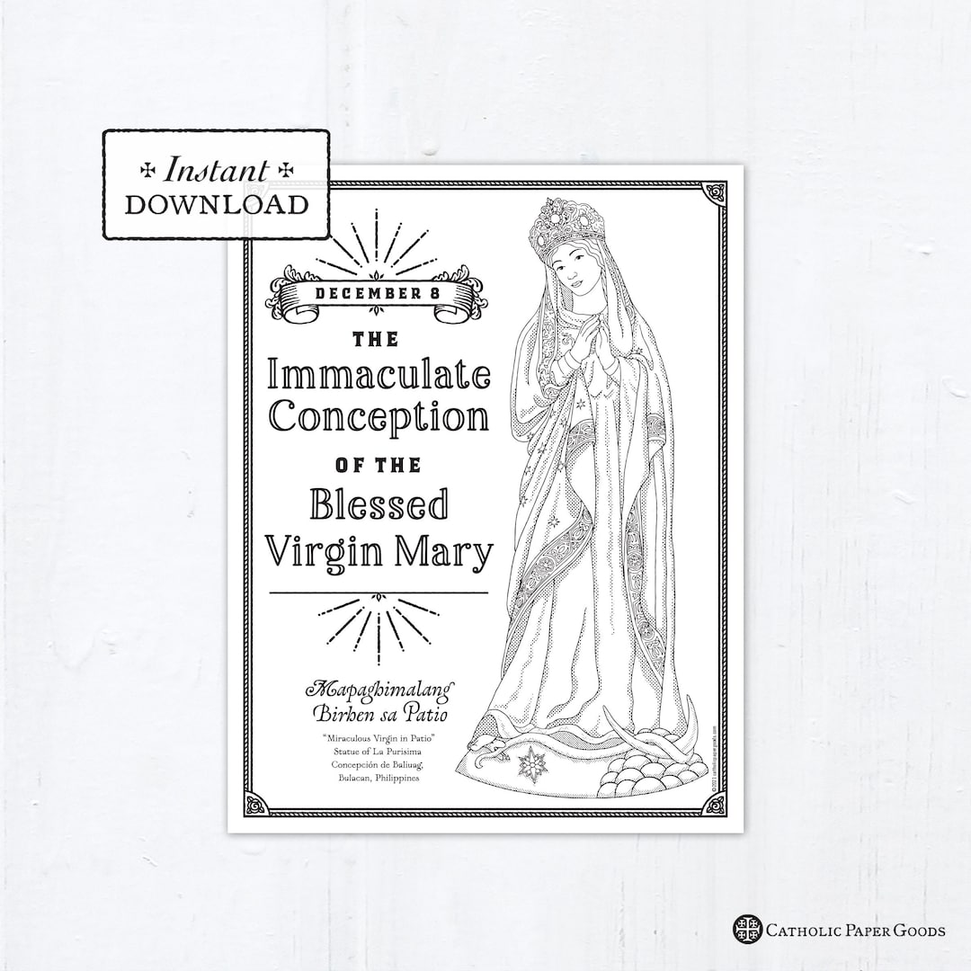Catholic Coloring Page, the Immaculate Conception of the Blessed Virgin ...
