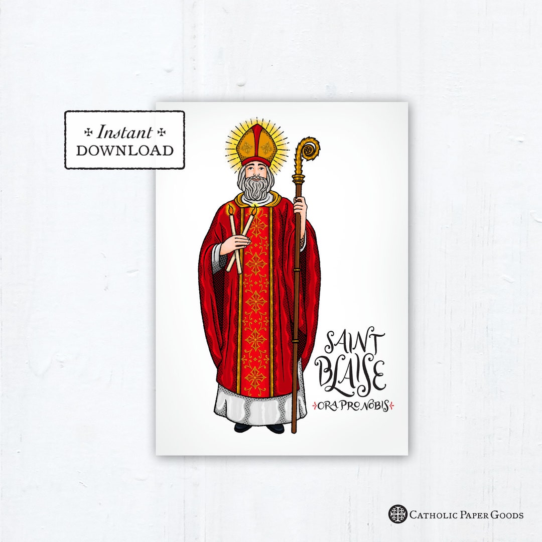 Saint Blaise Card, Art Print, Instant Download, DIY Downloadable PDF 5 ...