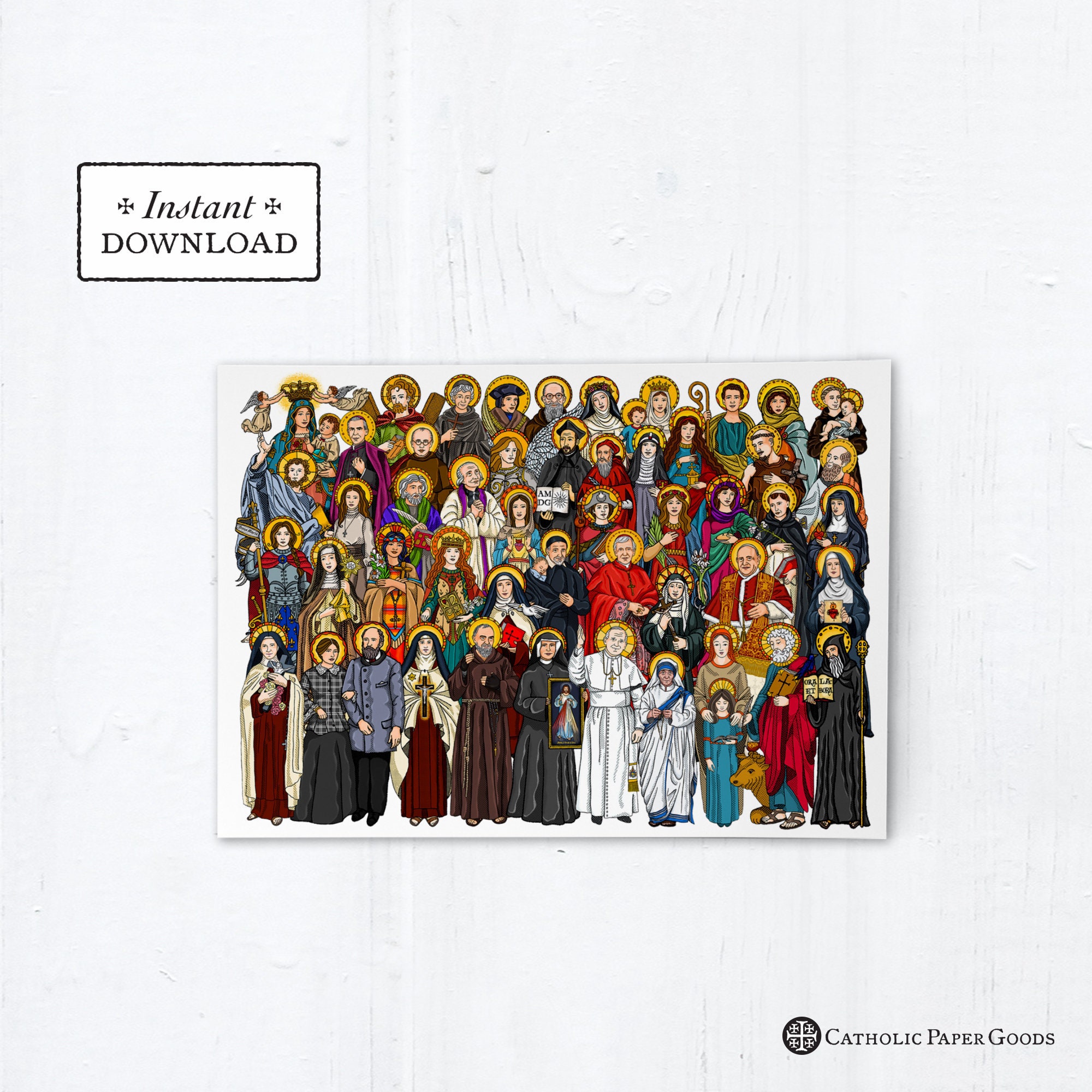 All Saints Card OR Art Print - Instant Download - DIY Downloadable PDF 5x7