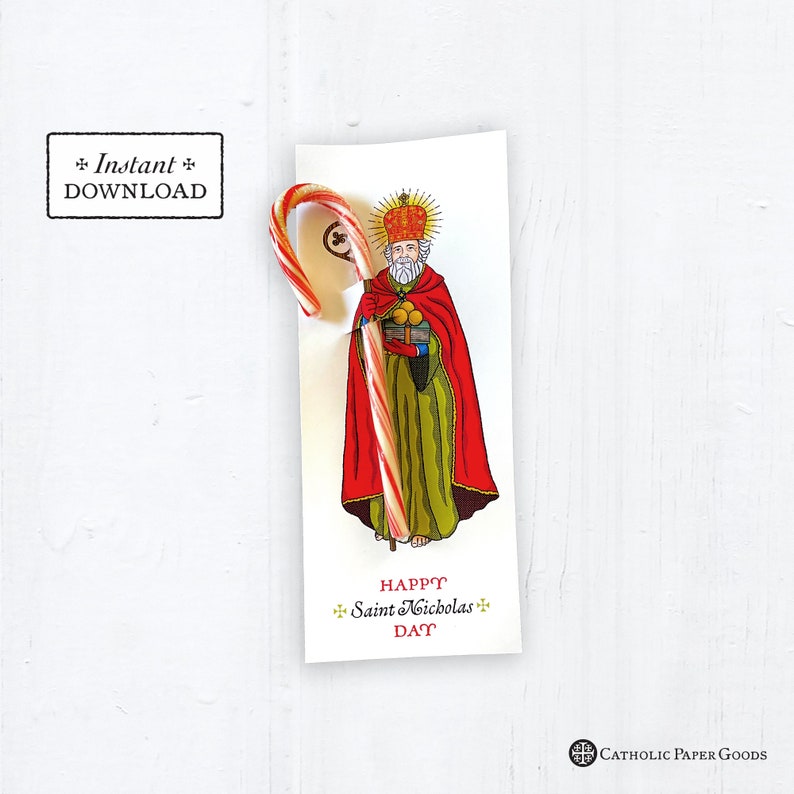 St. Nicholas Printable Candy Cane Treat Cards Instant | Etsy