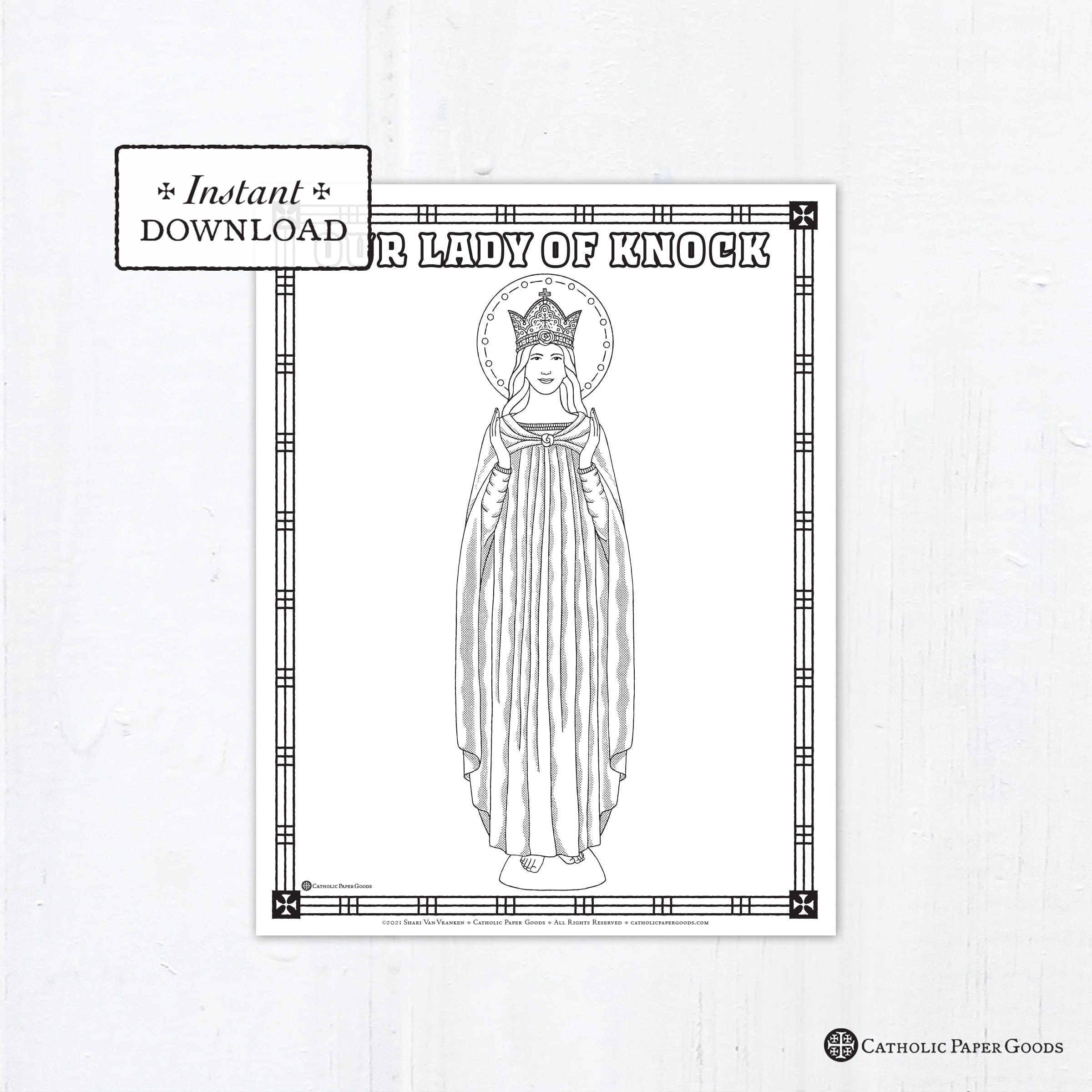 Catholic Coloring Page Our Lady of Knock Catholic Marian | Etsy