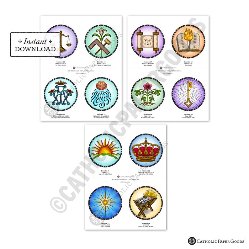 24 Printable Jesse Tree Ornaments: Catholic Advent Decor (PDF) - Etsy