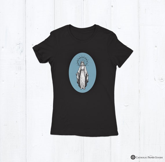 Blessed Virgin Mary Women's Catholic T-shirt Black T-shirt | Etsy