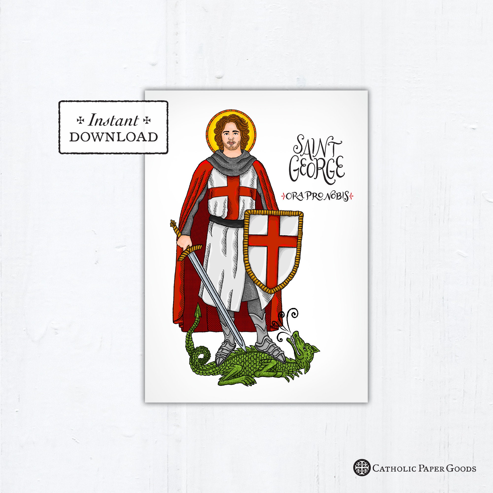 St. George Card Art Print Instant Download DIY | Etsy