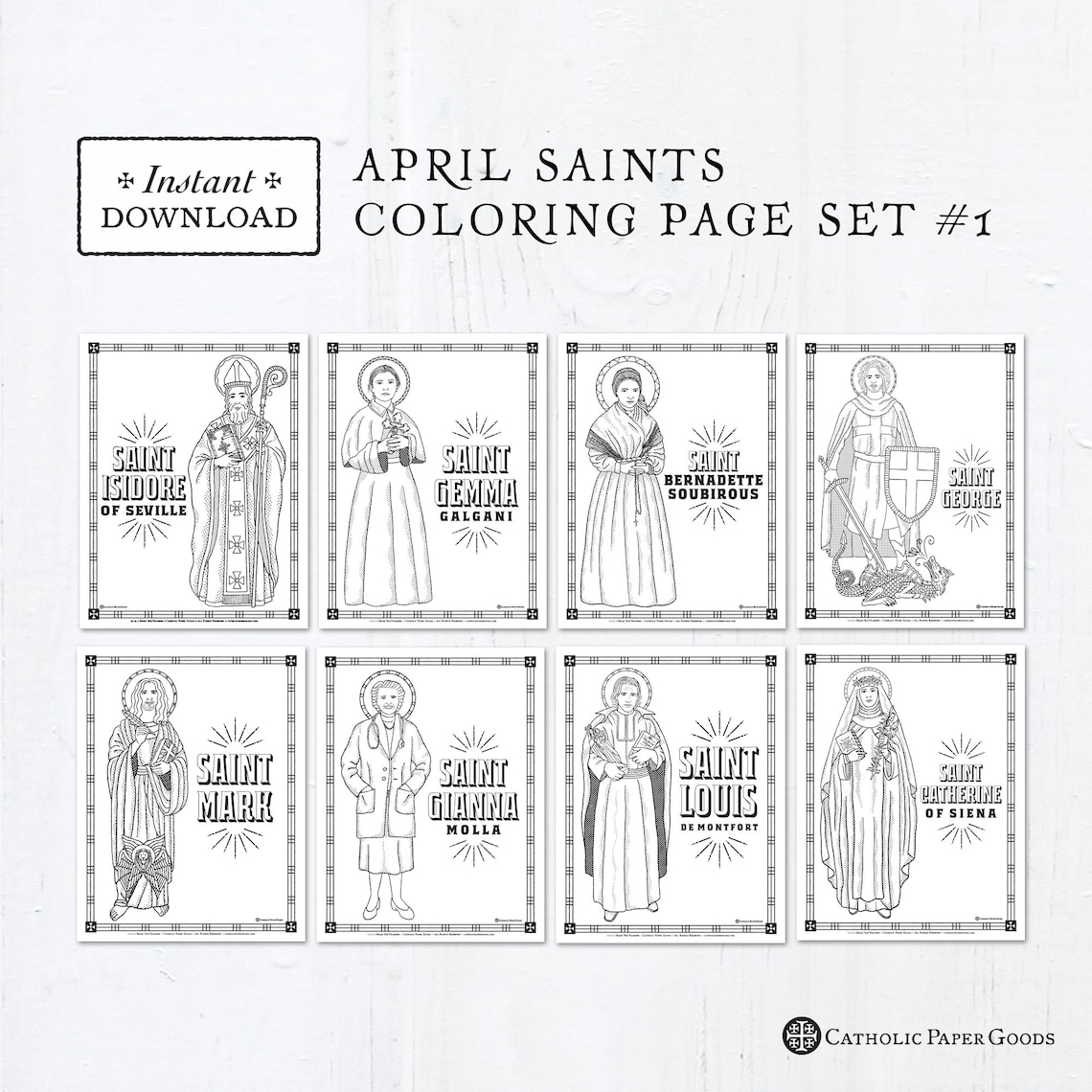 Catholic Saint Trading Cards April Set 1 Printable PLUS | Etsy