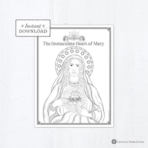 Immaculate Heart of Mary Coloring Page: Catholic Saint Printable (PDF ...