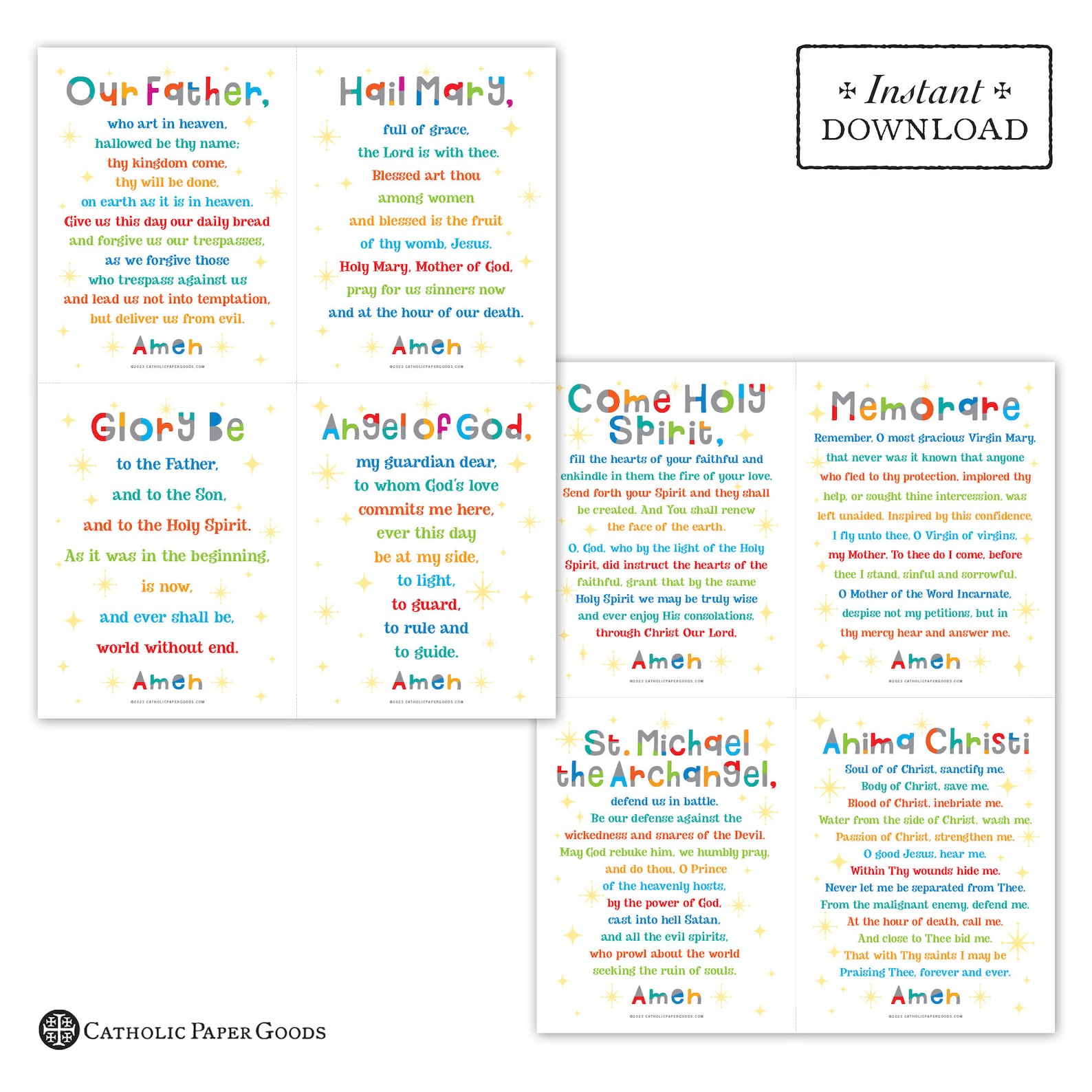 Basic Catholic Prayers for Kids Printable Prayer Cards - Etsy