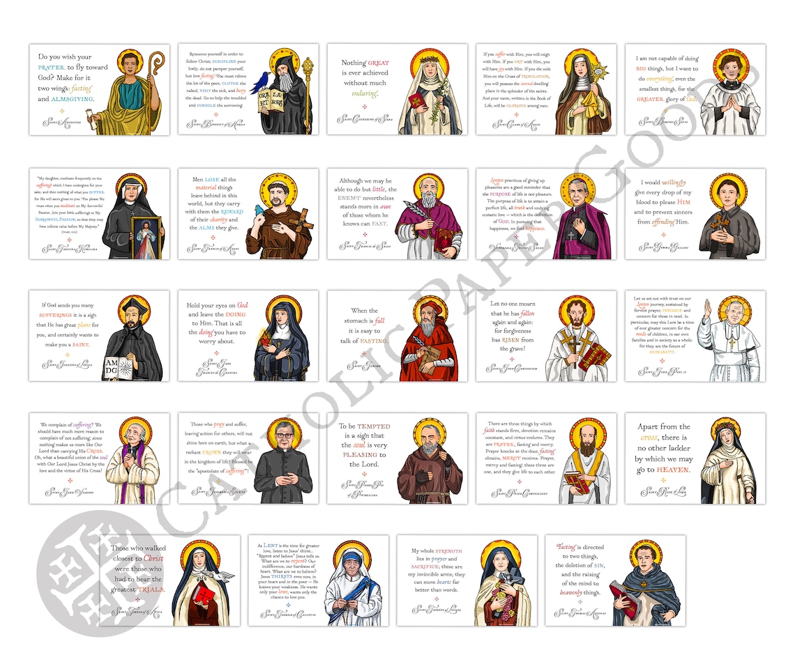 Lent With the Saints 24 Printable Catholic Saint Art Prints - Etsy