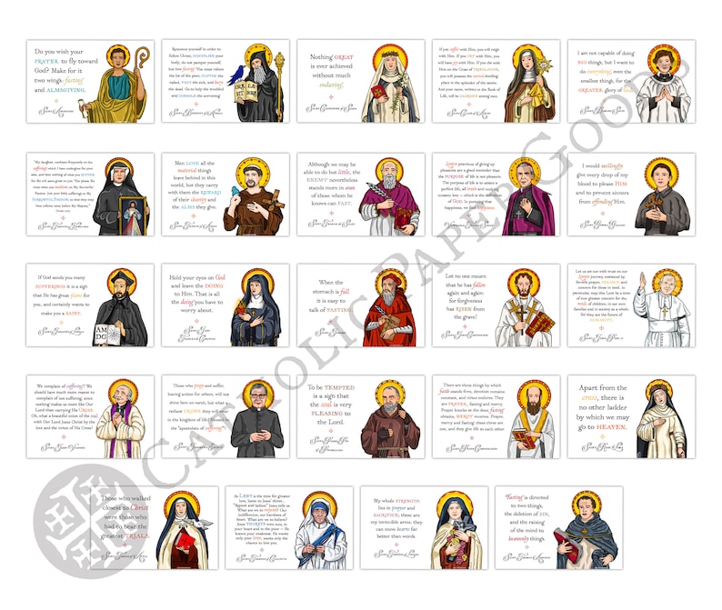 Lent With the Saints 24 Printable Catholic Saint Art Prints, Saint ...