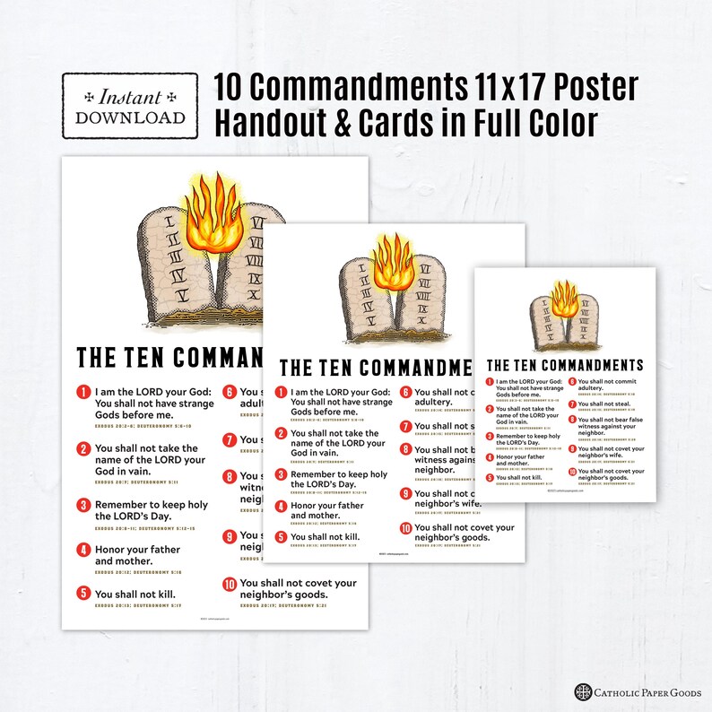 Ten Commandments Printable Bundle: Catholic Classroom Decor (PDF) - Etsy