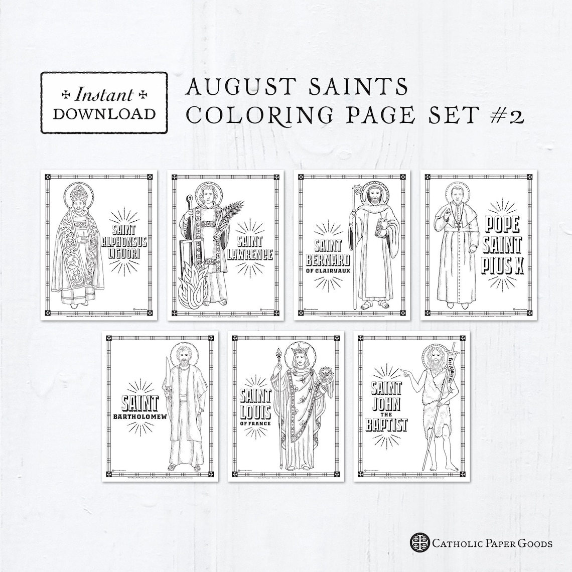 Catholic Saint Flash Cards August Set 2 Printable PLUS | Etsy