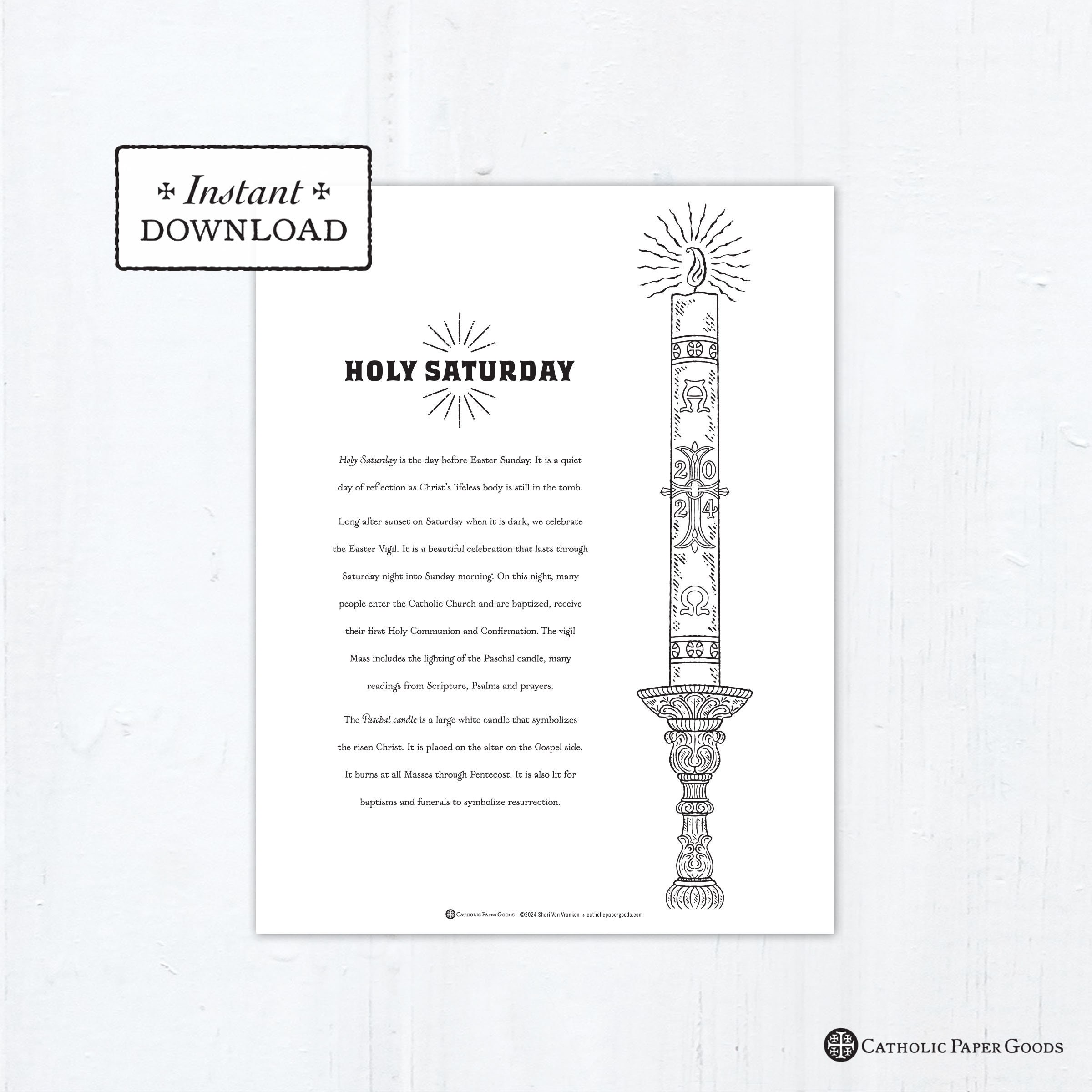 Holy Saturday Catholic Coloring Page Easter Vigil, Jesus is Risen ...