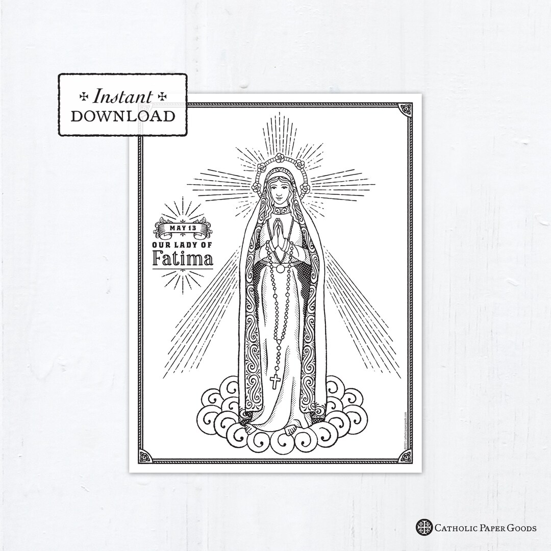 Catholic Coloring Page Our Lady of Fatima Catholic Saints - Etsy