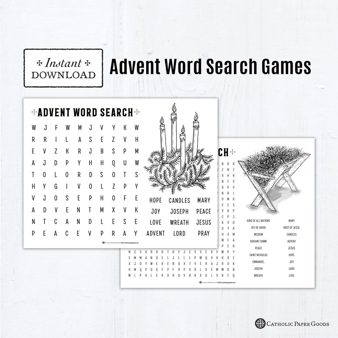 Advent Word Search Activity, Catholic Coloring Pages, 2 Versions With ...